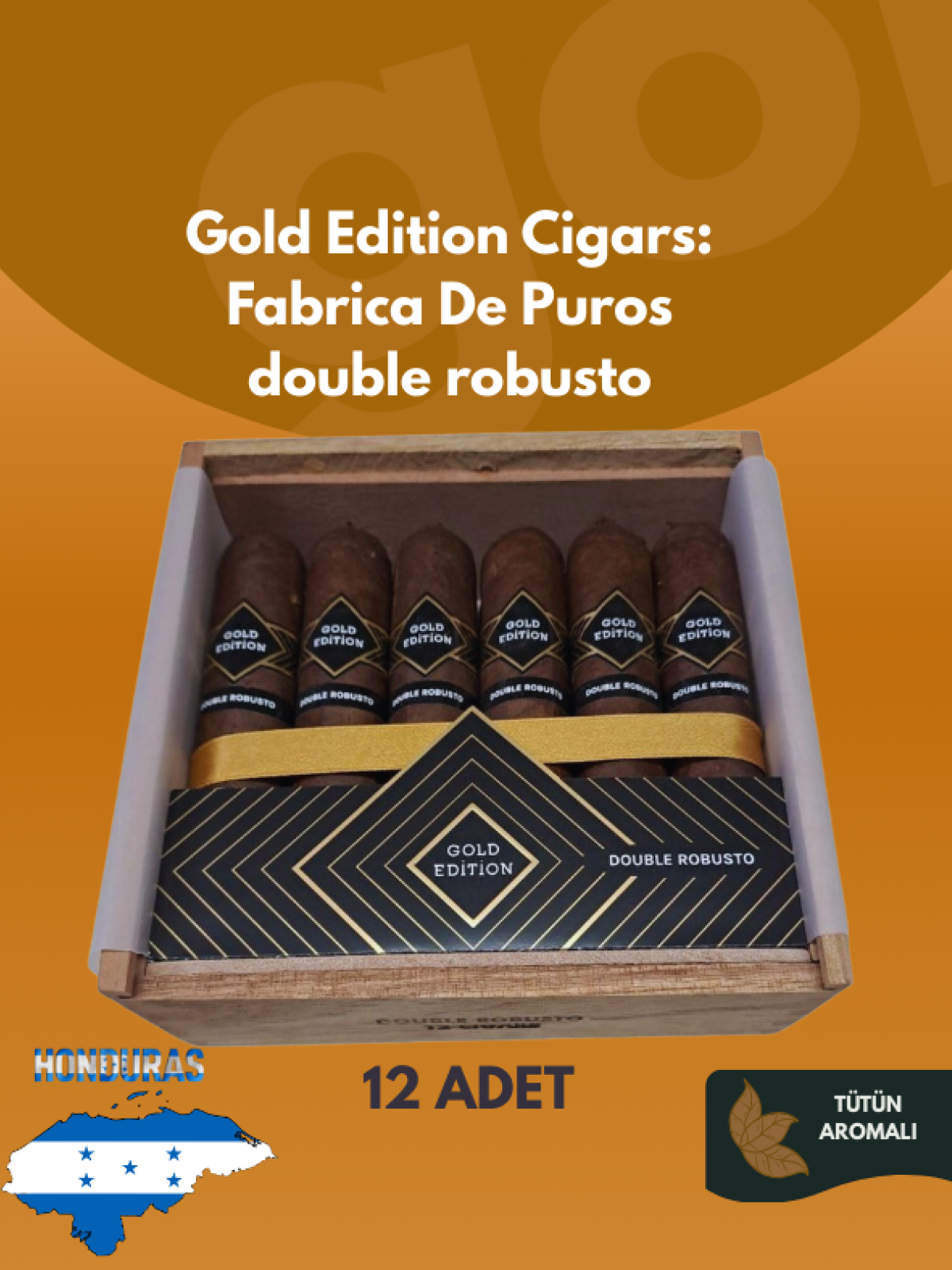 Gold Edition Double Robusto 5.125" x 62 - Yoğun Honduras Purosu, Hemen Al